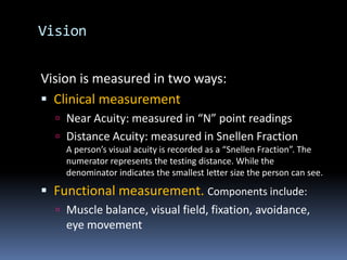 Measuring visual acuity (va) and performing pharmacological dilatation ...
