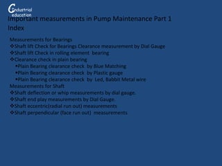 Measurment in pump maintenance part 1 | PPTX