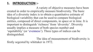 Measurment of biodiversity surendra patel | PPTX