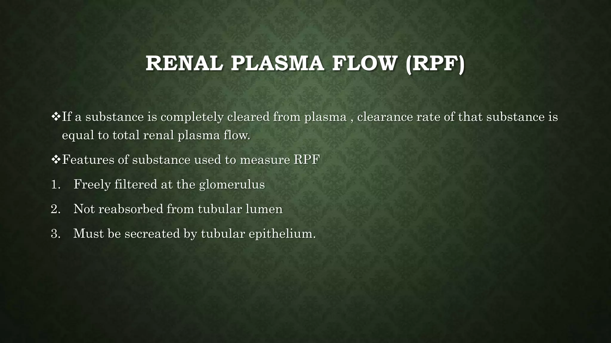 Measurment of GFR and Renal Plasma Flow | PPTX