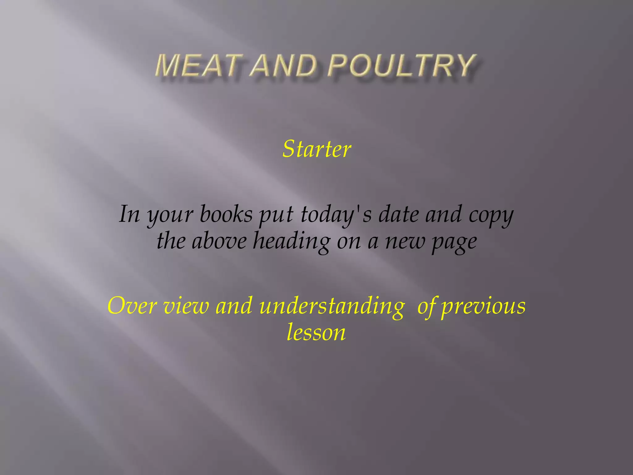 Meat and poultry.powerpoint y9 | PPTX