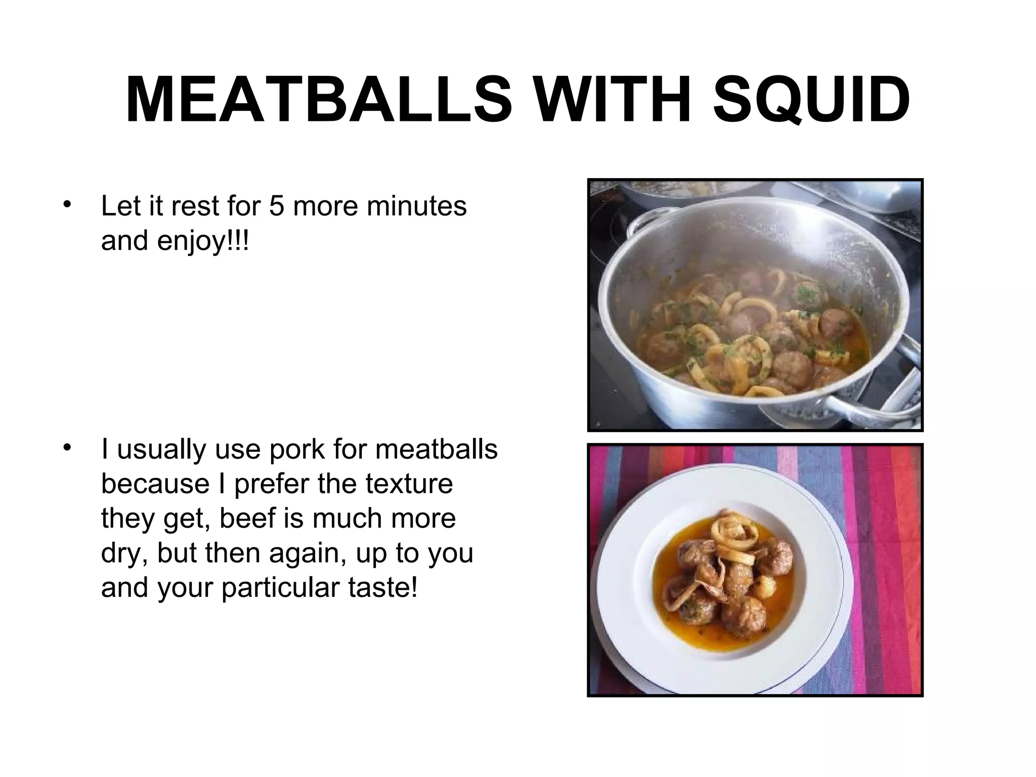Meatballs With Squid | PPT