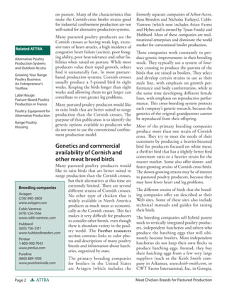 Meat Chicken Breeds for Pastured Production | PDF