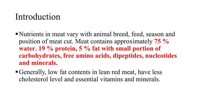 Meat composition and nutrition | PPTX