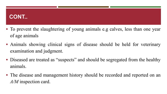 Meat inspection | PPTX | Agriculture | Industries