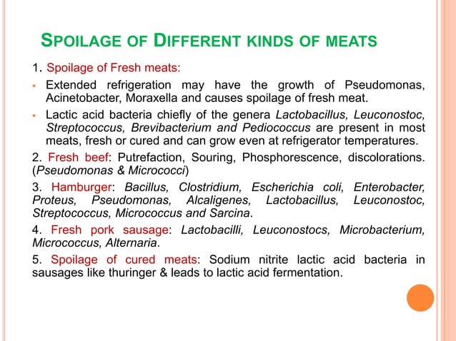 Microbial spoilage of meat & meat products | PPT