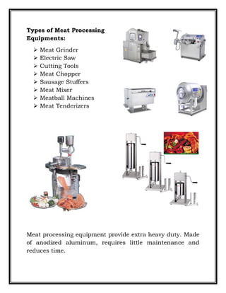 Food processing equipment list store