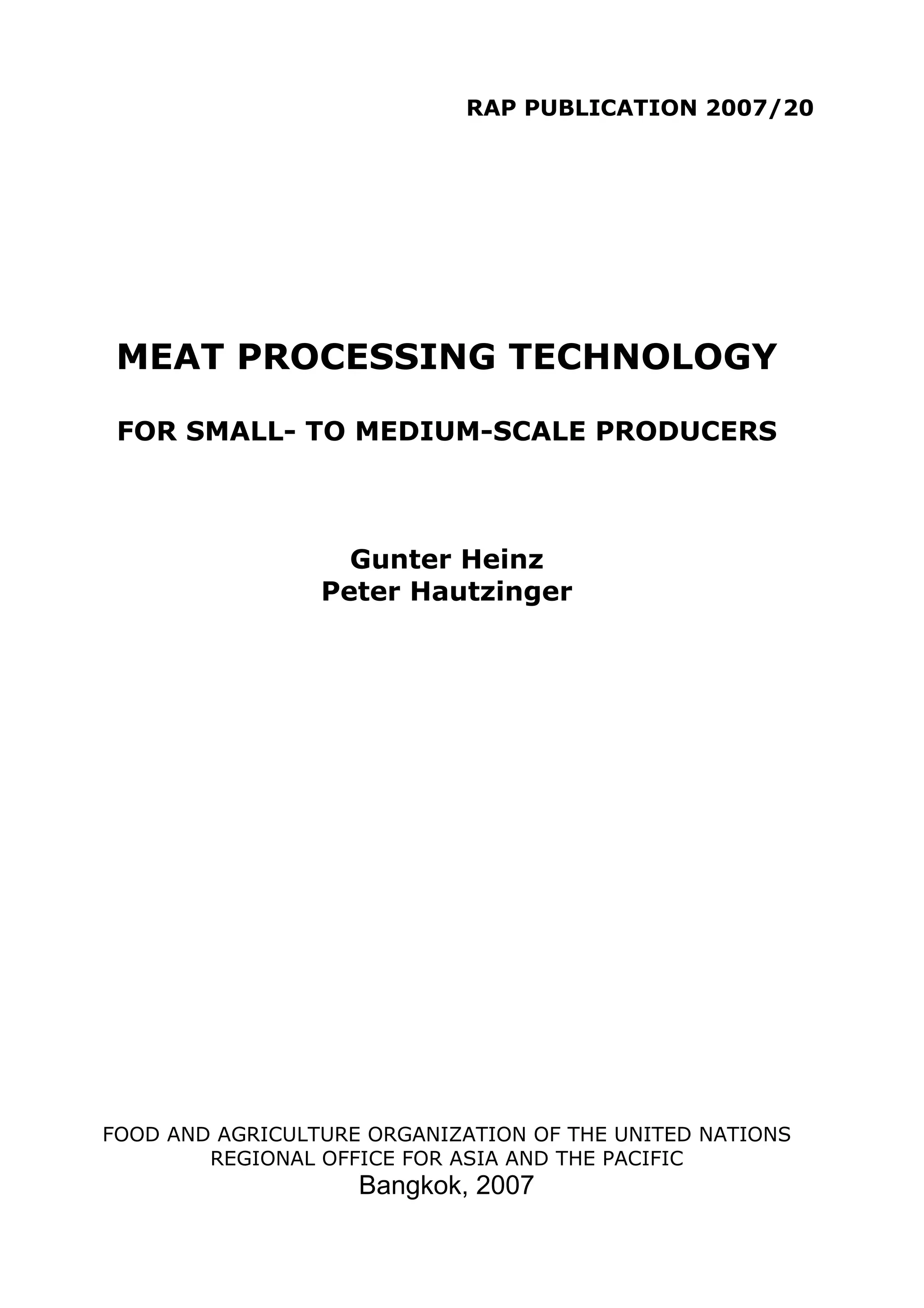 Meat processing technology for small to medium scale producers | PDF