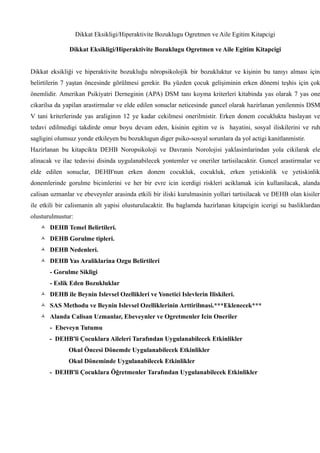 DEHB ve Ust Duzey Bilissel Islevler | PDF