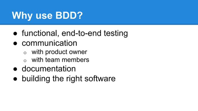 Behavior-Driven Design: One Team's Exploration | PPT
