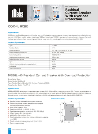 Meba Residual Current Breaker With Overload Protection | PDF | Free Download