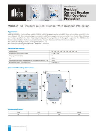 Meba Residual Current Breaker With Overload Protection | PDF