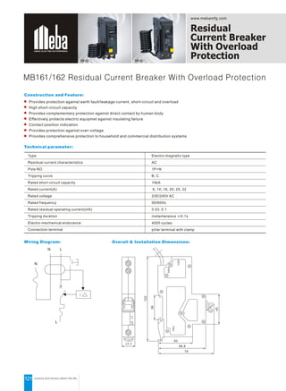 Meba Residual Current Breaker With Overload Protection | PDF