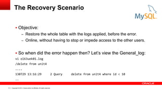 MySQL Enterprise Backup: PITR Partial Online Recovery | PPT