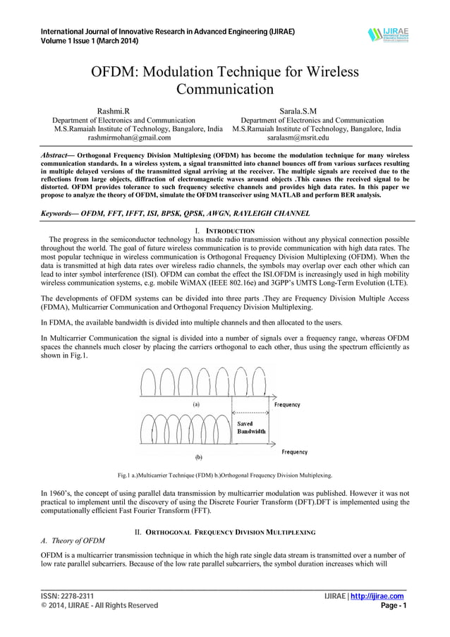 OFDM: Modulation Technique for Wireless Communication | PDF