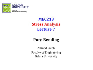 Stress analysis lecture 7 about pure bending | PDF