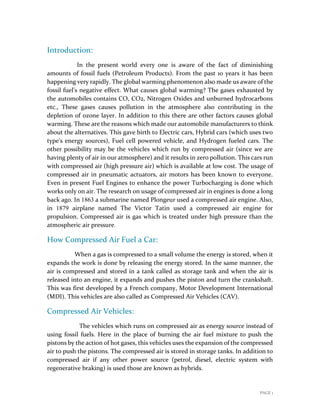 COMPRESSED AIR VEHICLES THE FUTURE HYBRIDS | PDF