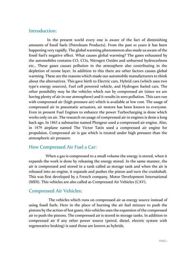 COMPRESSED AIR VEHICLES THE FUTURE HYBRIDS | PDF