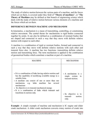MEC_403_Part_1_Fundamental_of_Kinematics_&_Mechanism.pdf | Physics ...