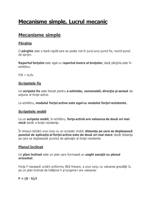 Mecanisme simple | DOCX