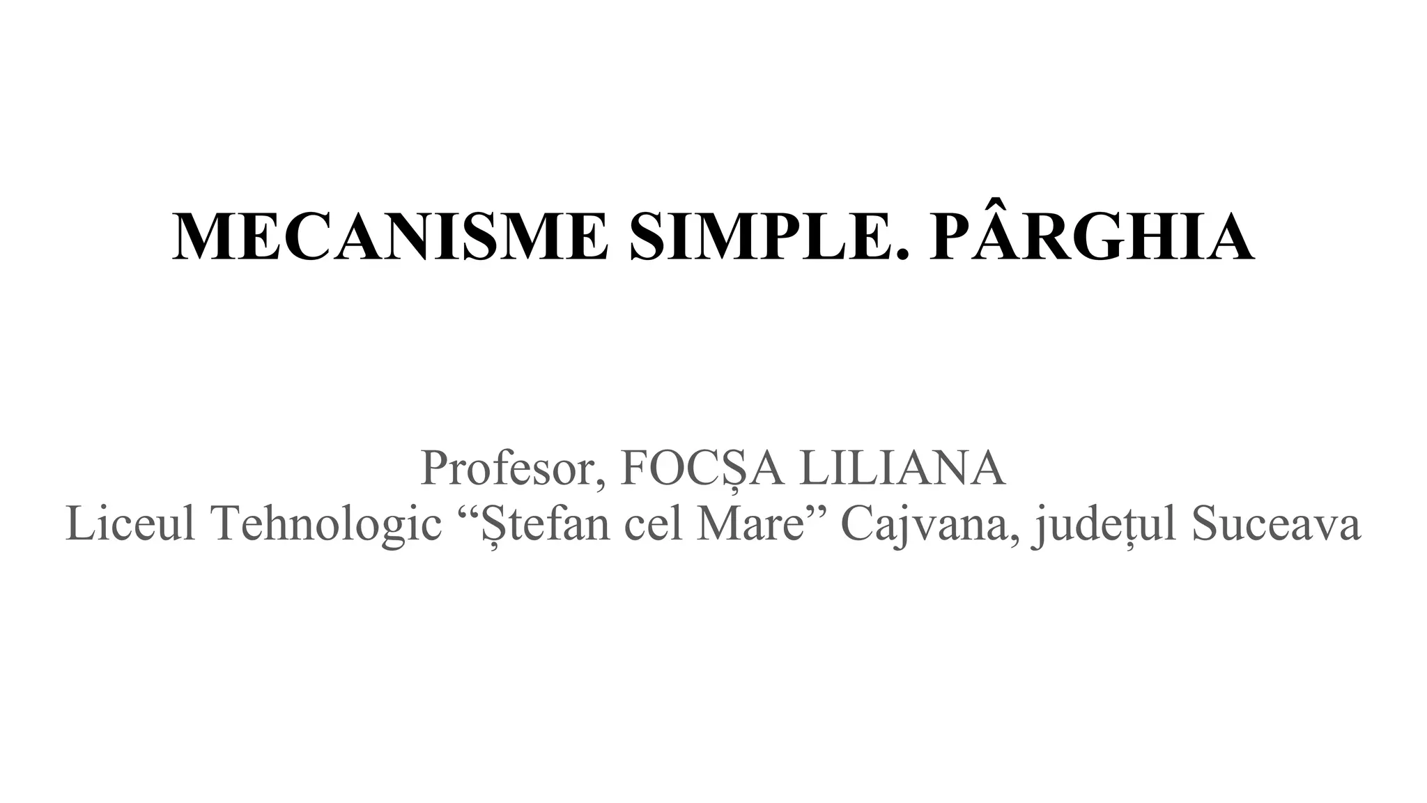 Mecanisme simple. parghia 2 | PPTX