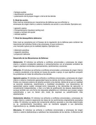 Mecanismos de defensa | DOCX