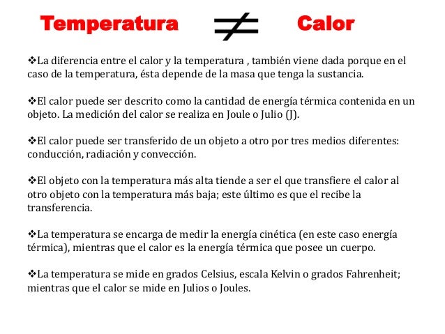 Diferencias Entre Calor Y Temperatura Cuadro Comparativo