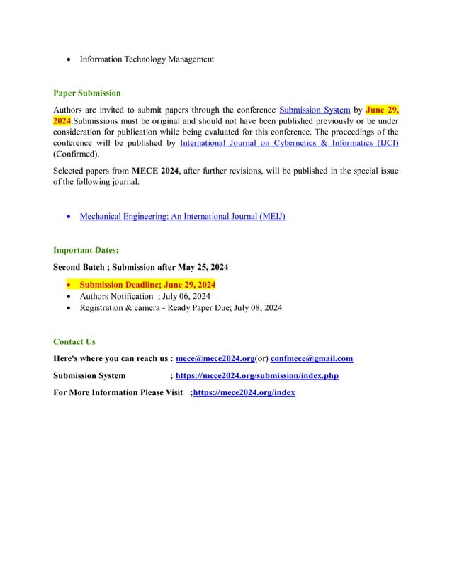 8th International Conference on Trends in Mechanical Engineering (MECE 2024) | PDF