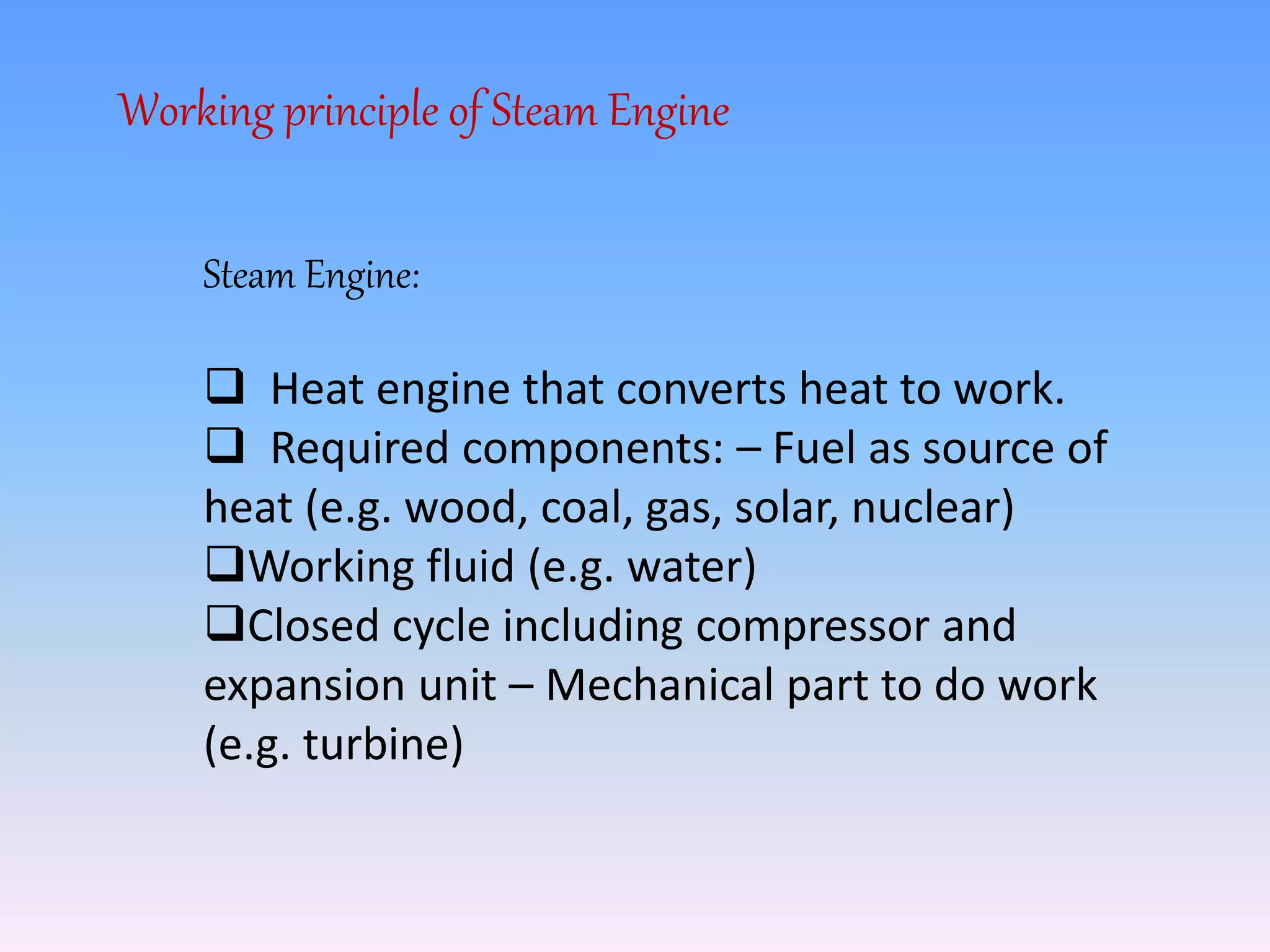 steam engine working and principle | PPTX