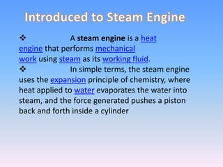 steam engine working and principle | PPTX
