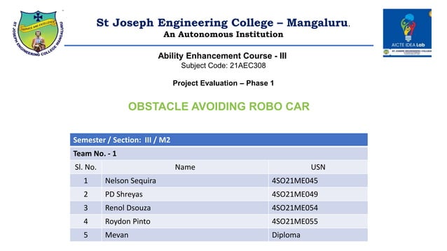 Obstacle avoiding Robo Car | PPT