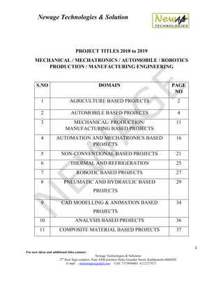 mechanical project title-diploma and engineering 2018-2019 | PDF