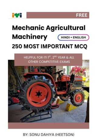 Mechanic Agricultural Machinery Question Paper ITI MCQ Book Free | PDF