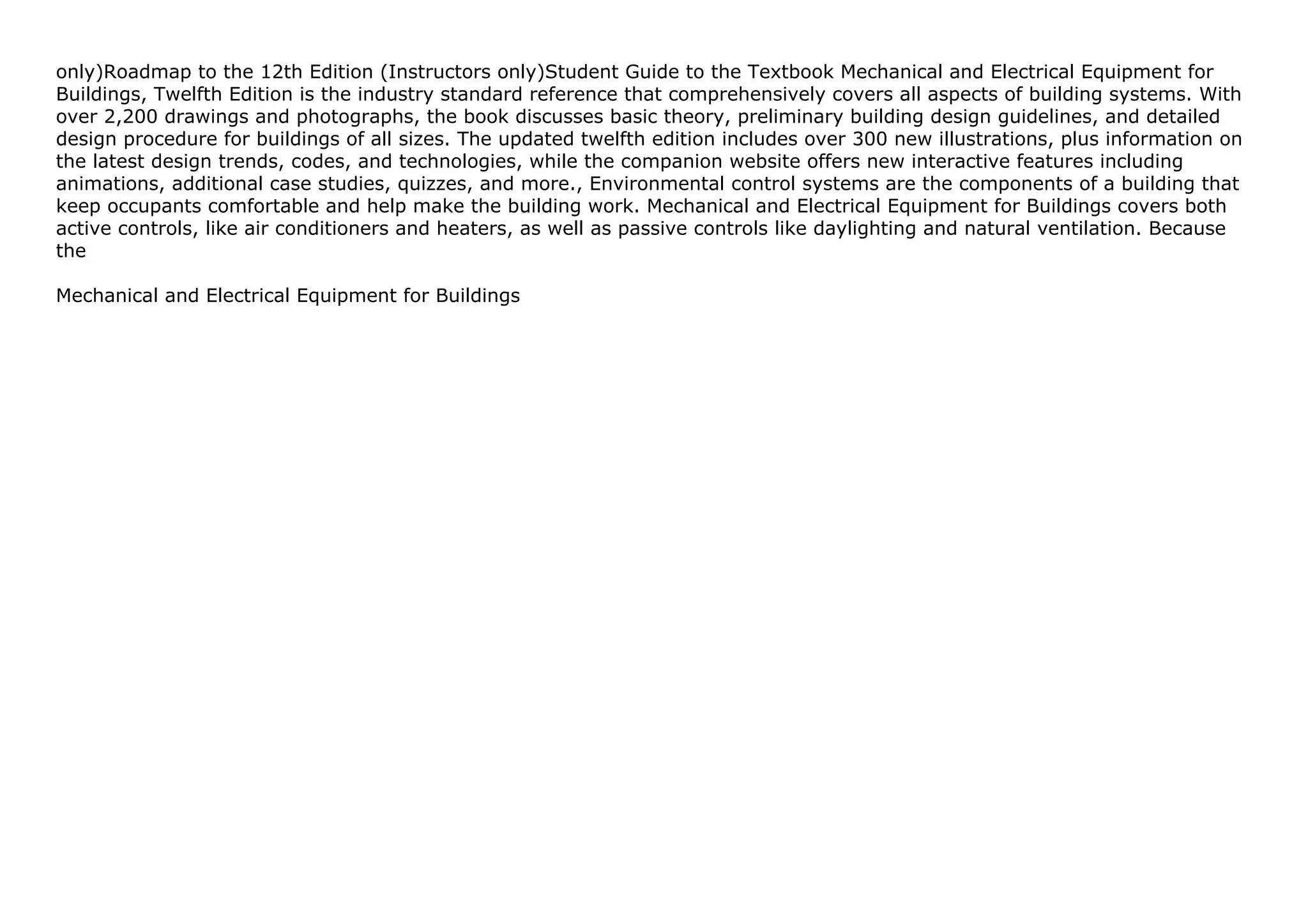 Mechanical and Electrical Equipment for Buildings | PDF