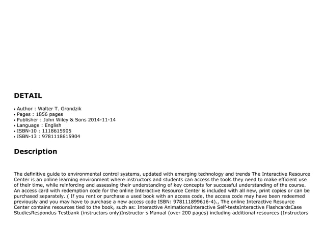 Mechanical and Electrical Equipment for Buildings | PDF