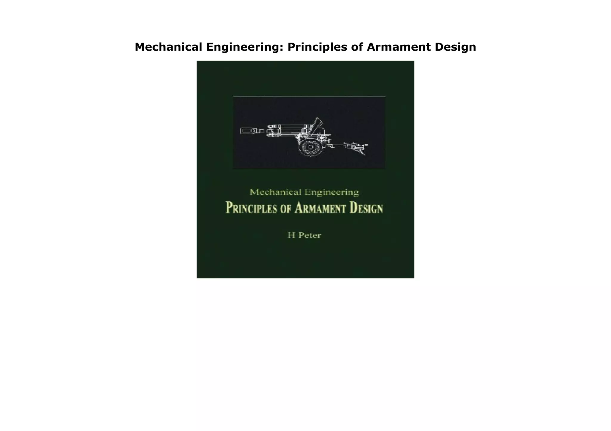 Mechanical Engineering: Principles of Armament Design | PDF
