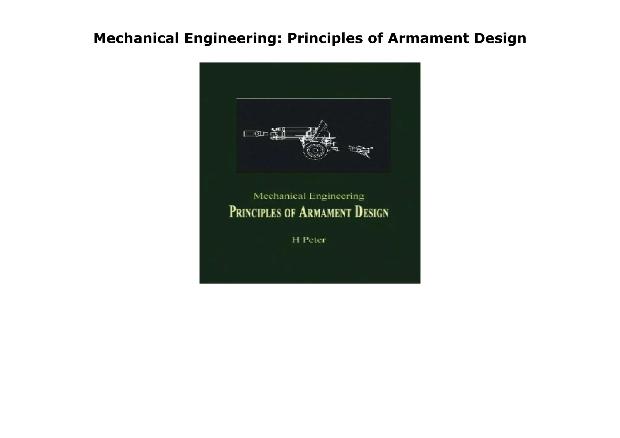 Mechanical Engineering: Principles of Armament Design | PDF