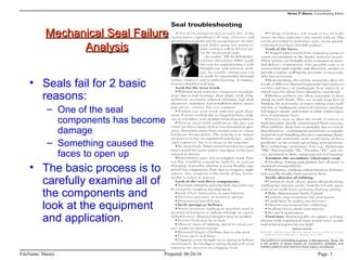 Mechanical seal-failures | PPT