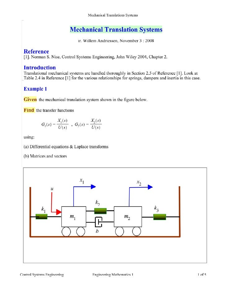 Maple Simulation of Mechanical Translations Systems