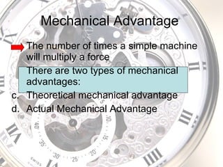 Mechanical Advantage Of Machines | PPT