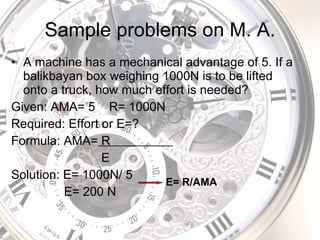 Mechanical Advantage Of Machines | PPT