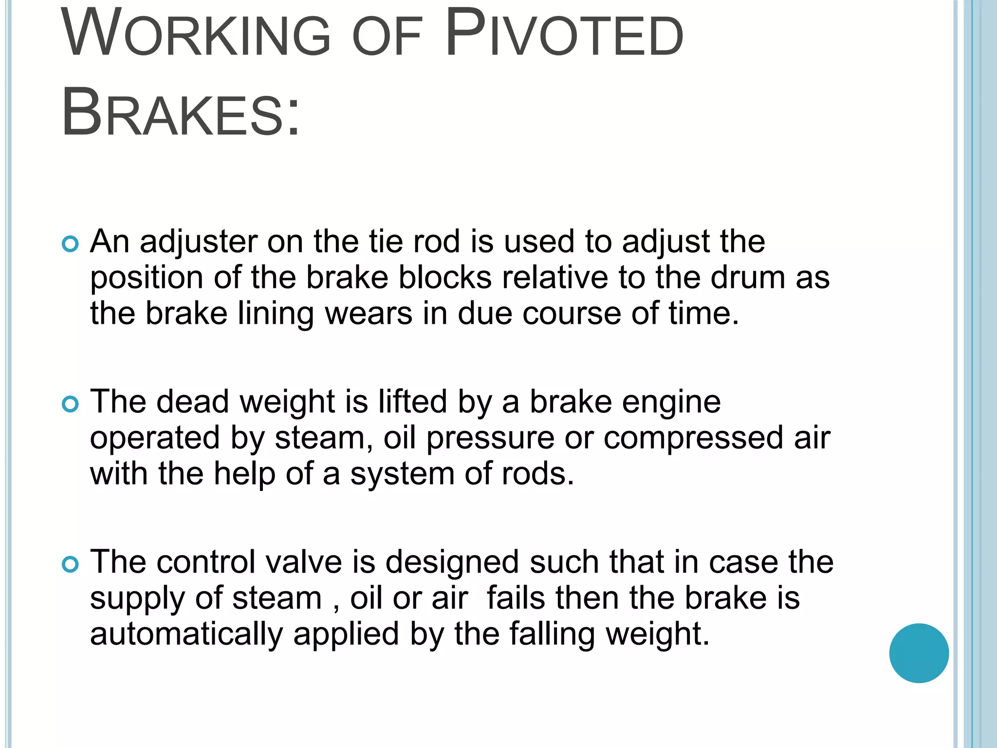 Mechanical braking system of mine winders | PPTX