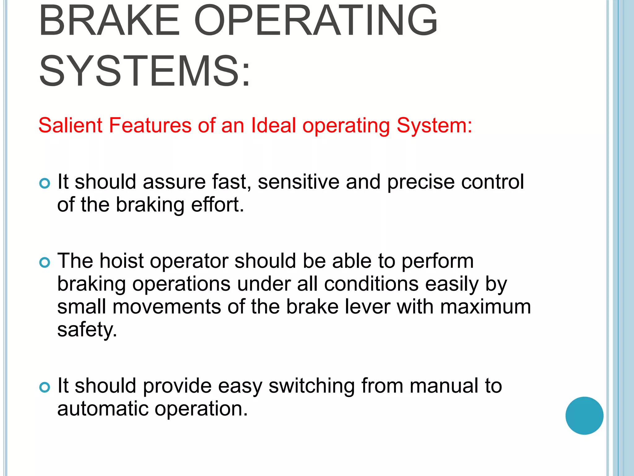 Mechanical braking system of mine winders | PPTX