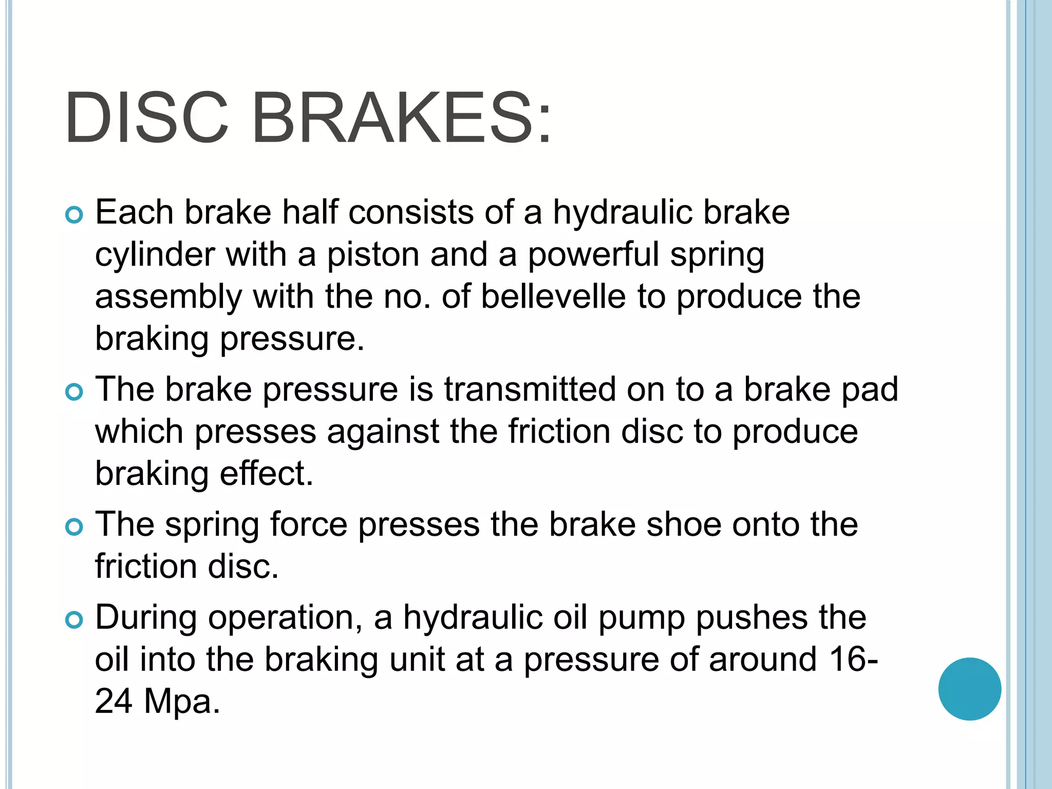 Mechanical braking system of mine winders | PPTX