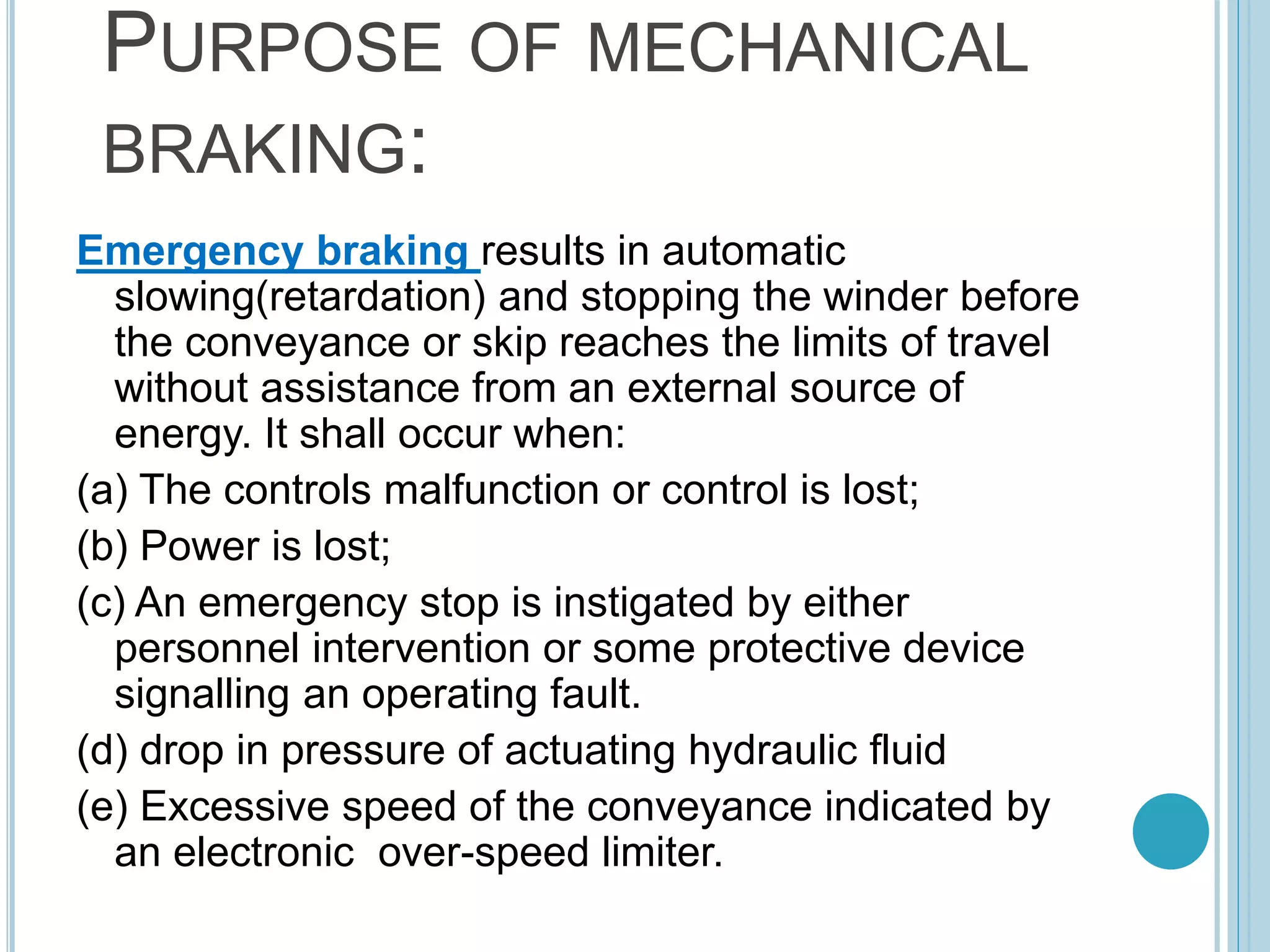 Mechanical braking system of mine winders | PPTX