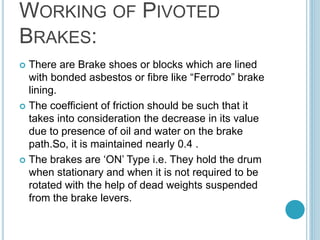 Mechanical braking system of mine winders | PPTX