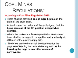 Mechanical braking system of mine winders | PPTX