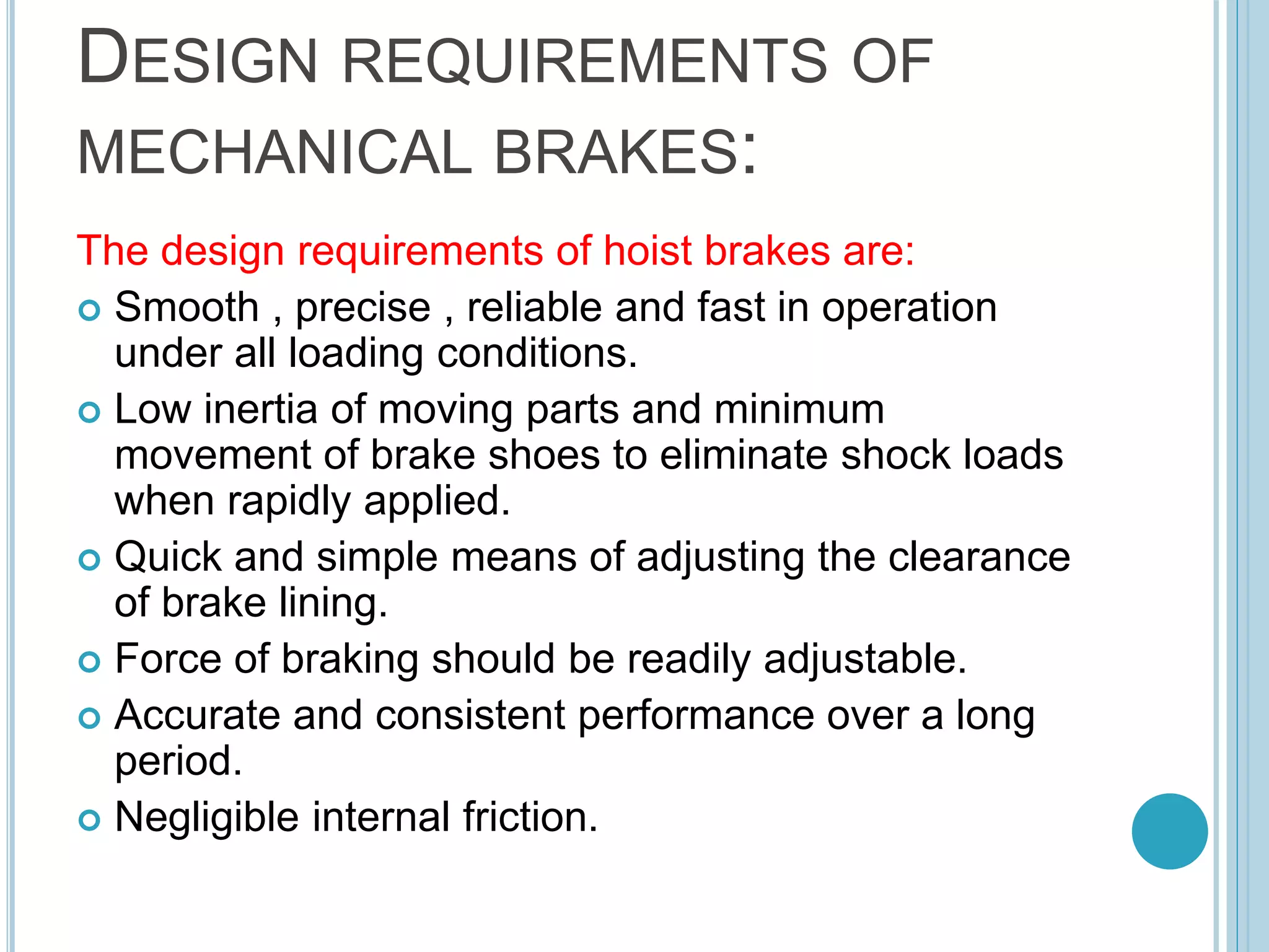 Mechanical braking system of mine winders | PPTX