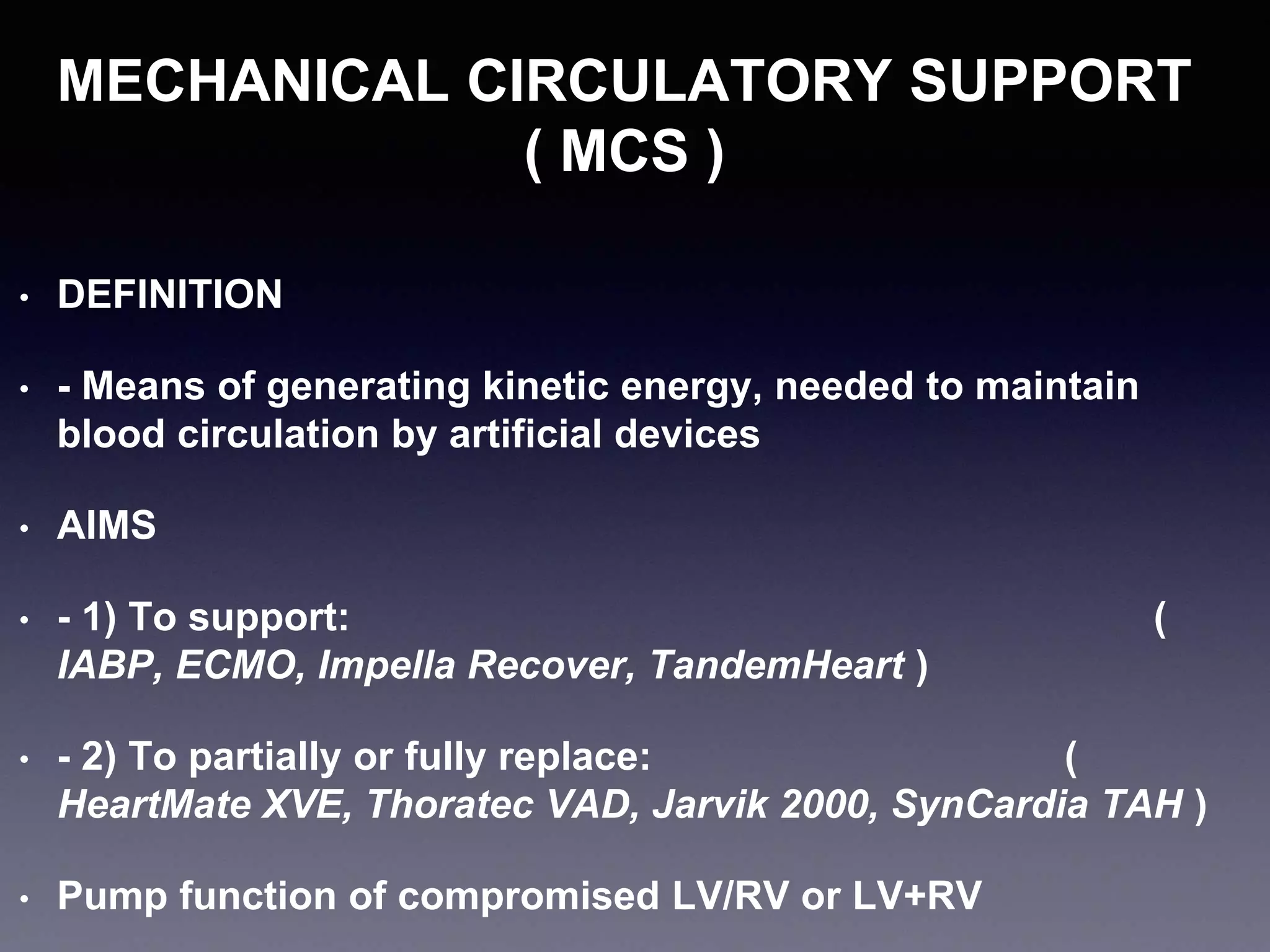 Mechanical circulatory support | PPT