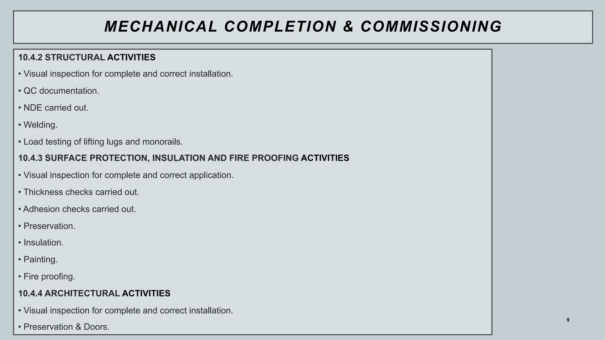 Mechanical completion | PDF